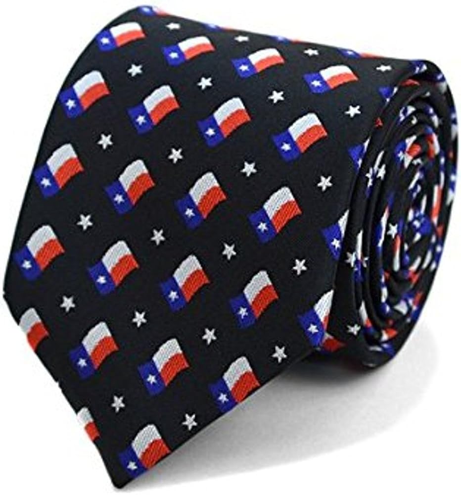 Amazon.com: Men's Waving Texas State Flag Necktie Tie Neckwear (Black ...