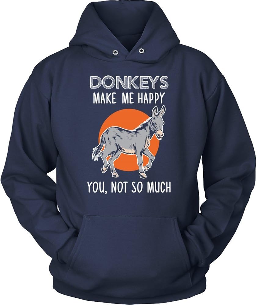 Donkey Hoodie Shirt–Donkeys Make Me Happy–Hooded Sweatshirt at Amazon ...