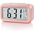 Amazon.com: Miowachi Pink Digital Alarm Clock for Bedrooms Battery ...