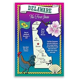 Amazon.com : DELAWARE STATE MAP postcard set of 20 identical postcards ...