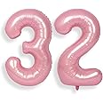 Amazon.com: SUWEN 40 Inch Large Pink 32 Balloon Numbers Big Foil Helium ...
