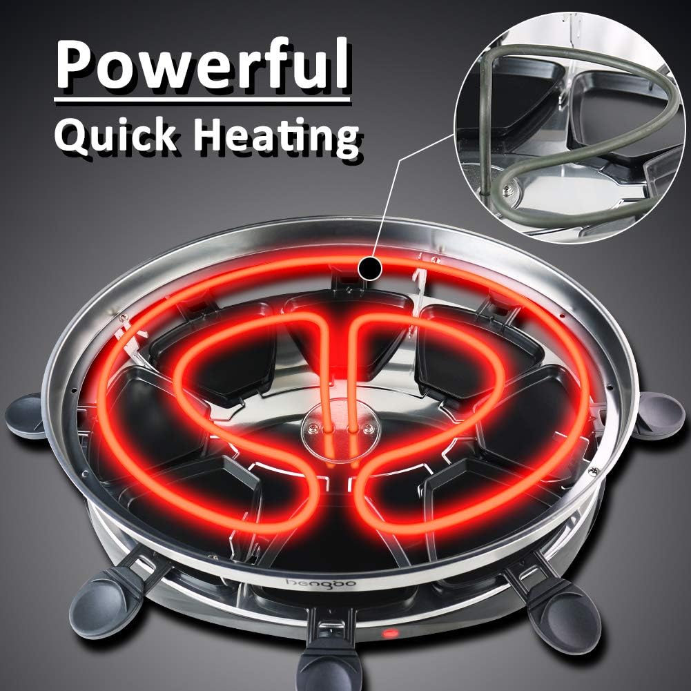 Raclette Grills for 8 People Party with 8 Mini Electric Grill Pan ...