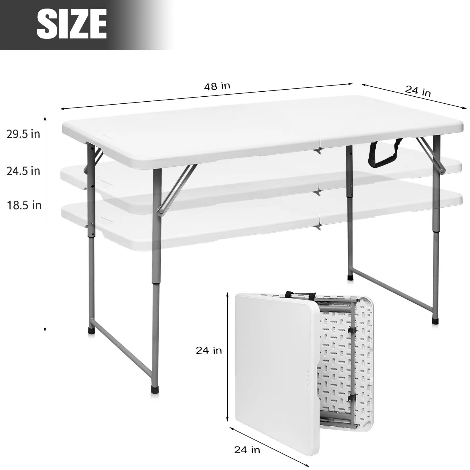 Mua Folding Table 4 Foot Portable Heavy Duty Plastic Fold-in-Half ...