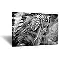 Amazon.com: iHAPPYWALL Native American Indians Girl Feathered Canvas ...