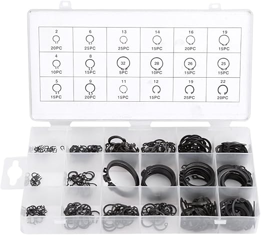 300Pcs E-Clip Snap Ring Shop Assortment Black Circlip Kit External ...