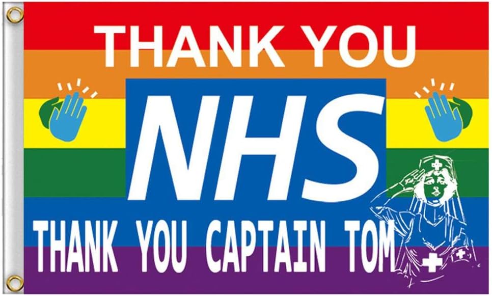 Wood.L NHS Flag, Thank You NHS Flag, 5ft X 3ft Large Rainbow Flag ...