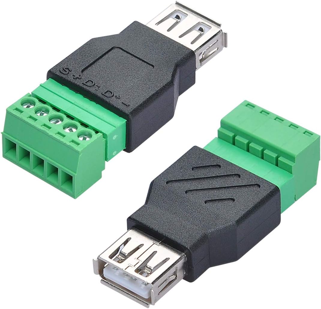 COVVY USB Male to 5 Pin Screw Terminal Block Connector Coupler,USB 2.0 ...