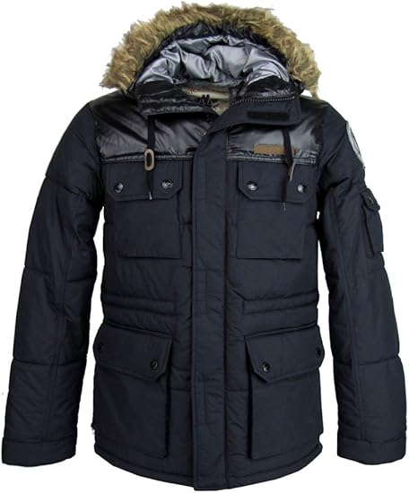 Nickelson Mens Winter Parka/ Puffer Hoddie Jacket Coat - Black [XX ...