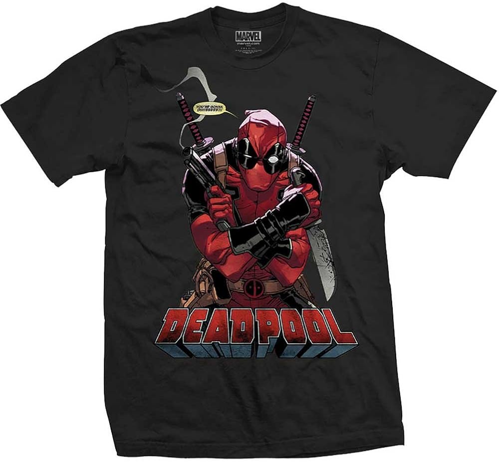 Amazon.com: Marvel Deadpool Men's Dead Red Aop T-Shirt, Silver, XX ...