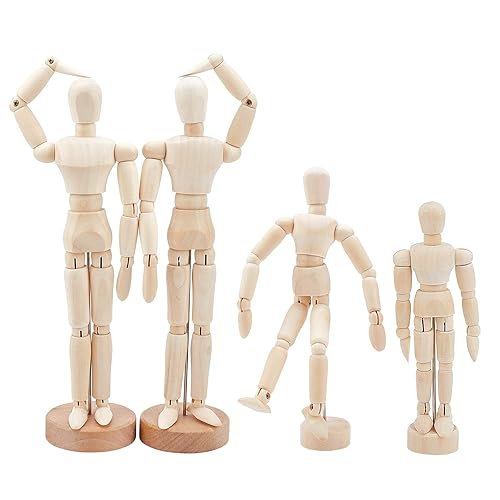 OLYCRAFT 4PCS Wooden Joint Model Wood Figure Artists' Manikin Drawing ...