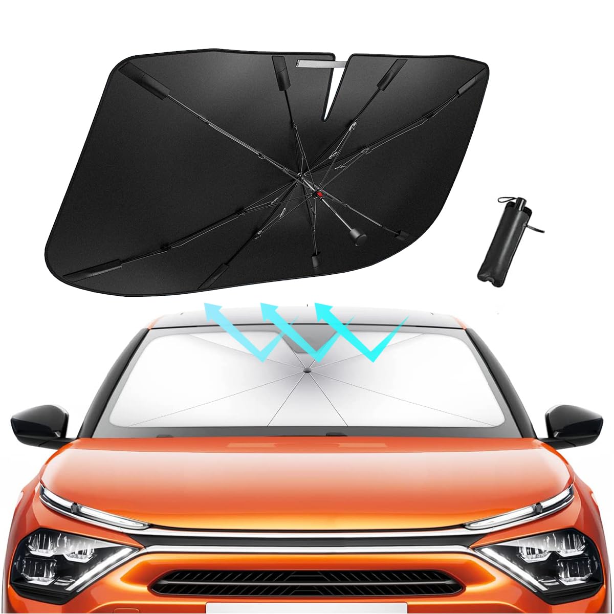 Ziciner Car Windshield Sun Shade Umbrella, Auto UV Rays Block and Heat ...