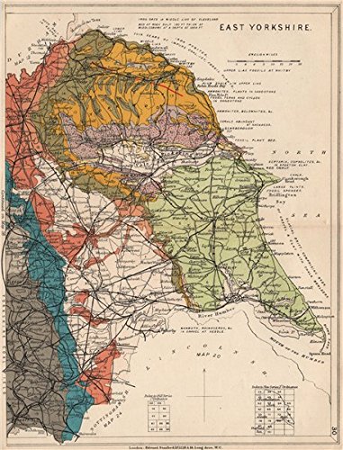 EAST YORKSHIRE Geological map. STANFORD - 1913 - old antique vintage ...