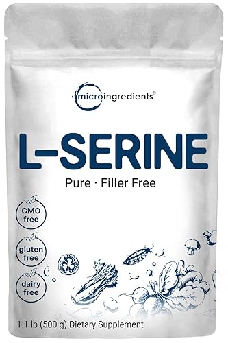 Pure L Serine Powder, 500 Grams (250 Day Supply), Filler Free, Supports ...