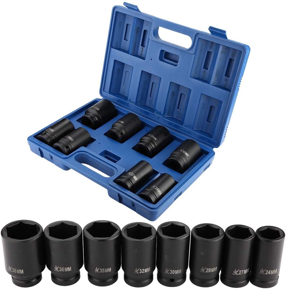 Amazon.com: Qiilu 3/4 Inch Impact Socket Set 24mm 27mm 29mm 30mm 32mm ...