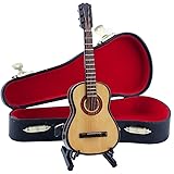 Amazon.com: Dselvgvu Wooden Miniature Guitar with Stand and Case Mini ...