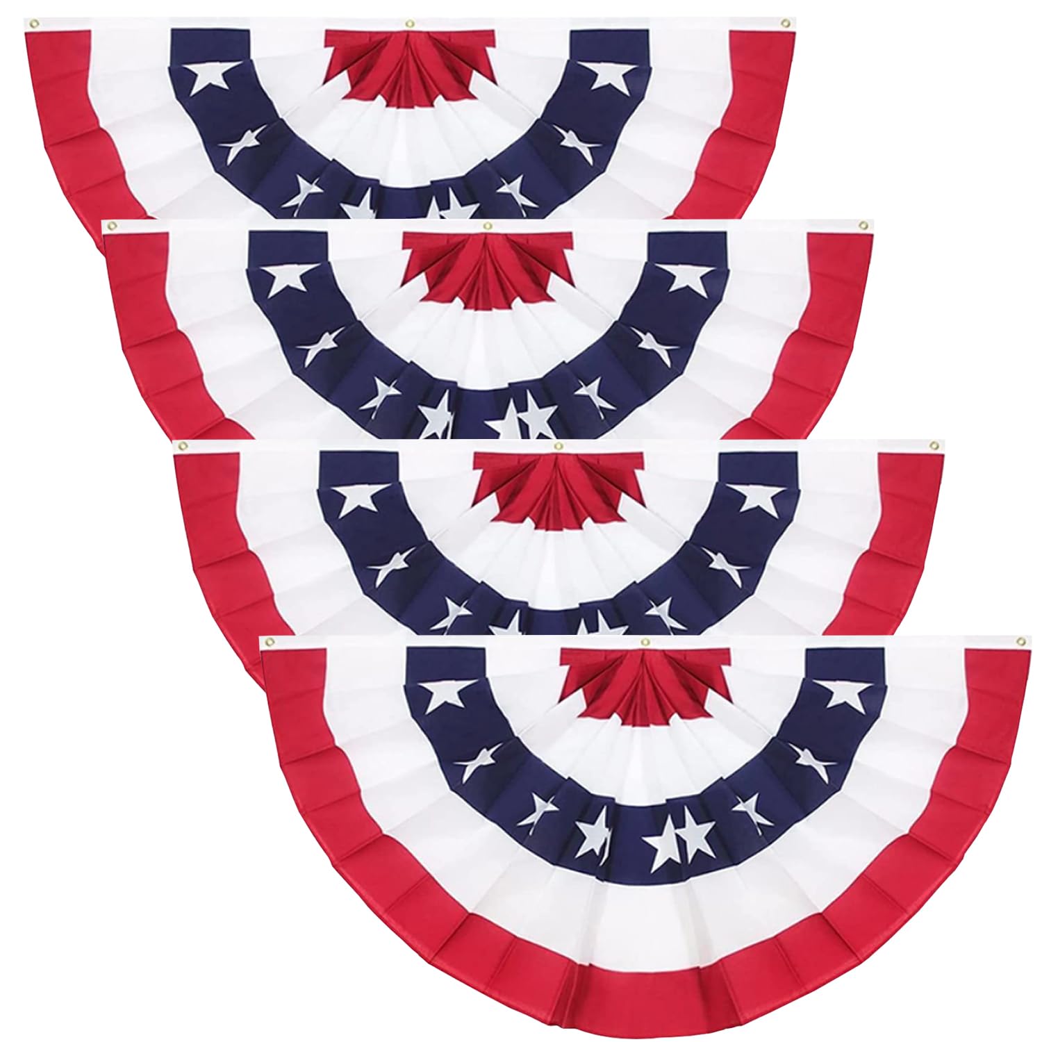 2 x 4 Ft American Pleated Fan Flag, USA Patriotic Half Fan Bunting Flag ...