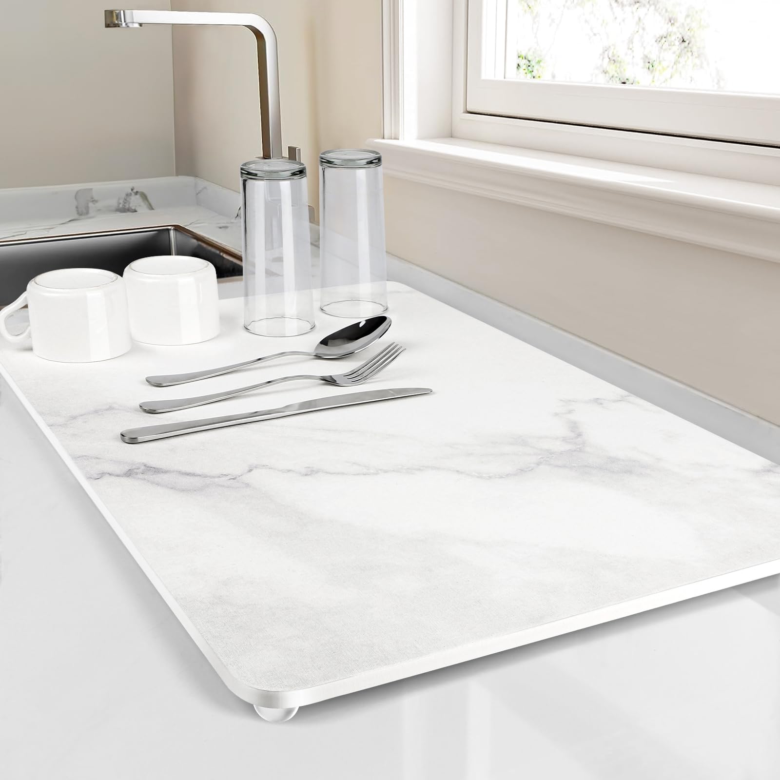 Large Size Stone Dish Drying Mat for Kitchen Counter, 24×15.4Inches ...