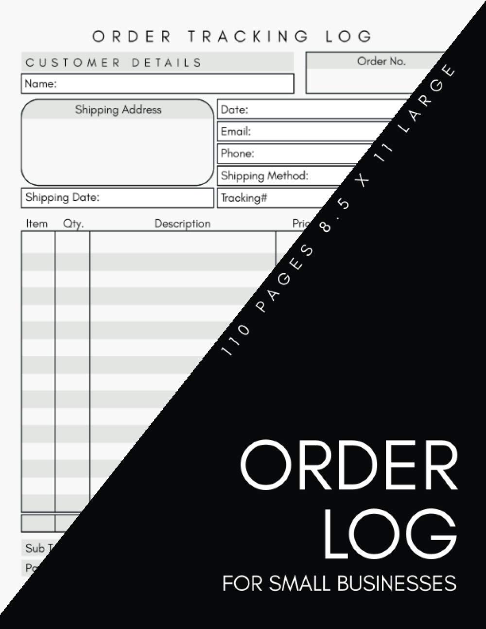 Order Log For Small Businesses: Simple Black White Color Daily Sales ...
