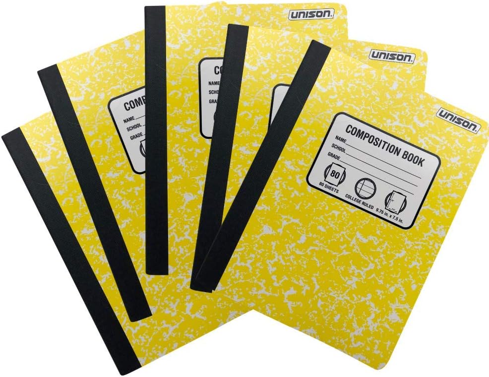 Amazon.com : Bundle of 5 College Ruled Marbled Composition Notebooks ...