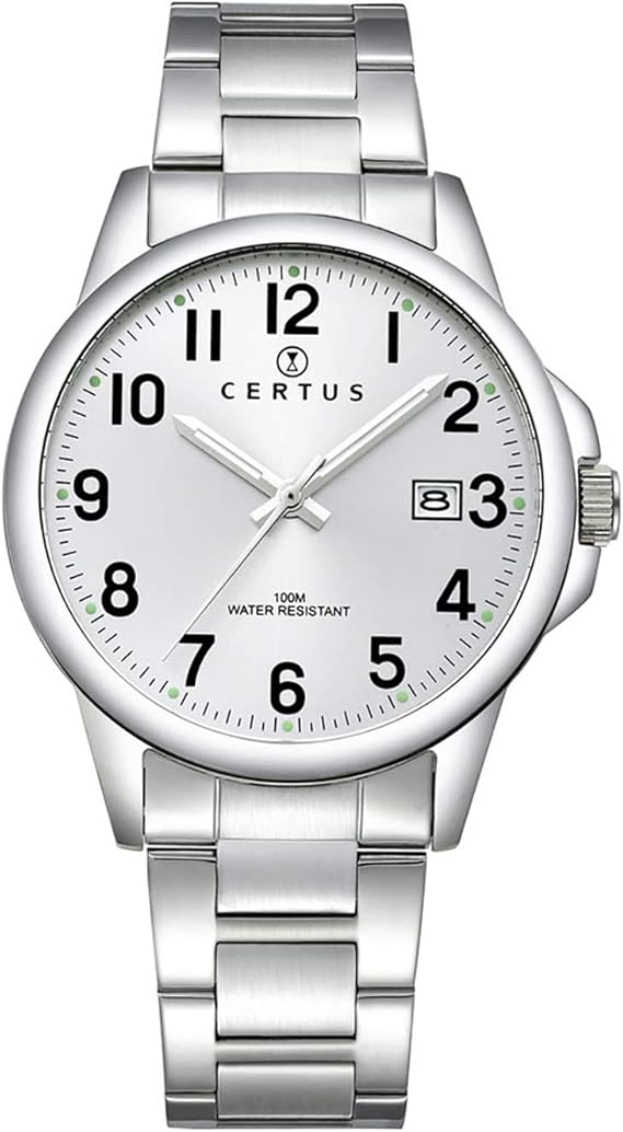 Montre Certus Grise dateur 100 mètres: Amazon.co.uk: Watches