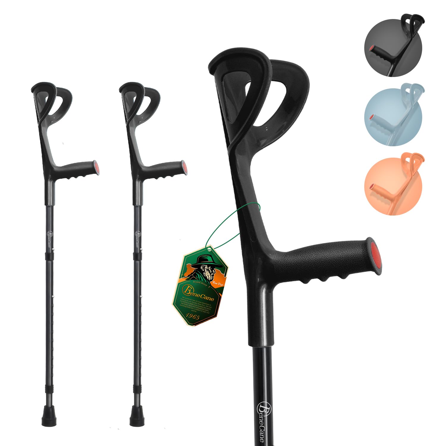 BeneCane Forearm Canes Lightweight Arm Crutch Adjustable Ergonomic ...