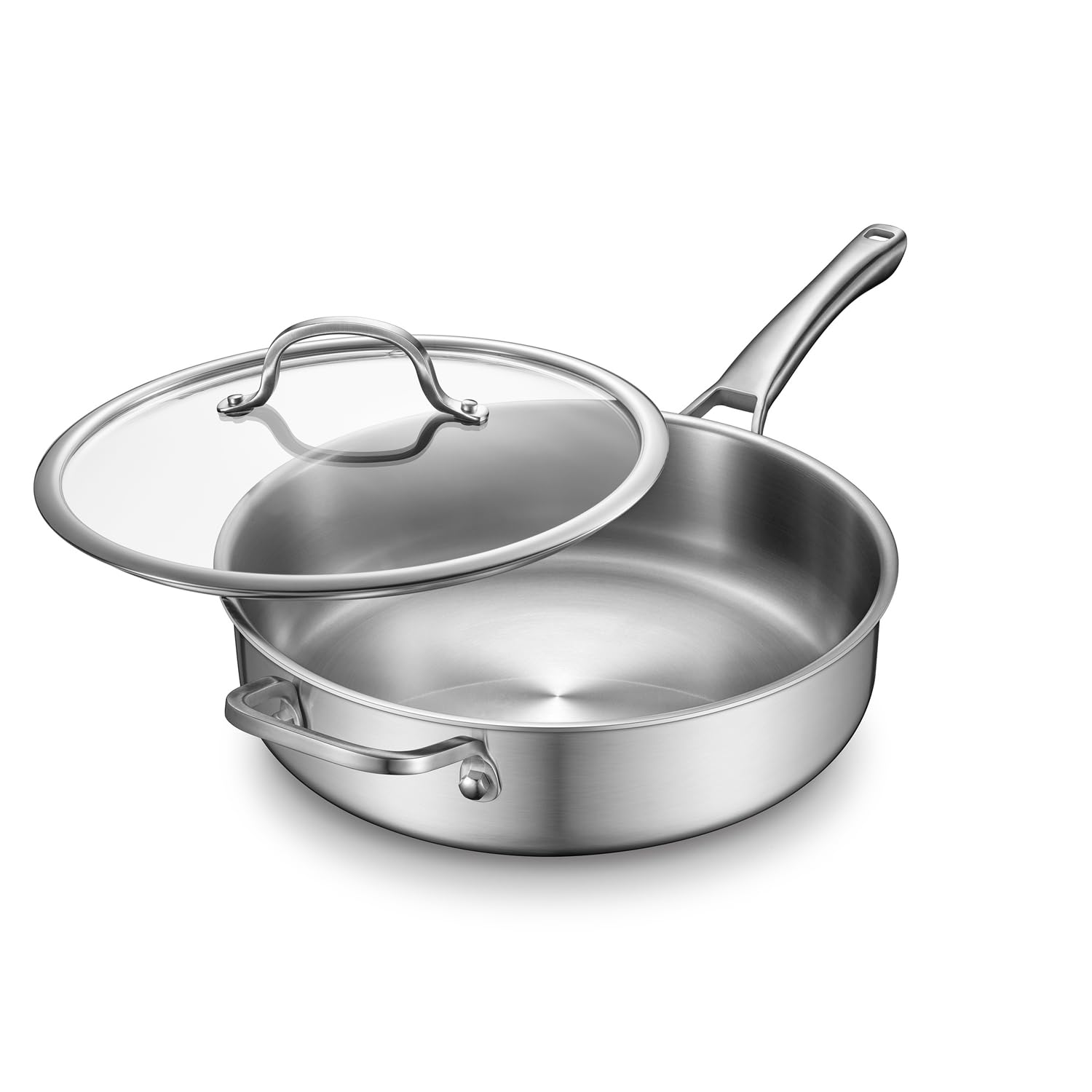 VocVoi Saute Pan,5 Quart Saute pan,Stainless Steel Cookware,Stainless ...
