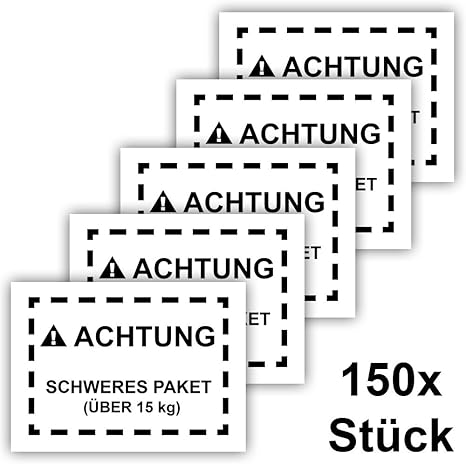150x Schweres Paket Aufkleber, Groß 15x10cm, Kennzeichnung schwerer ...