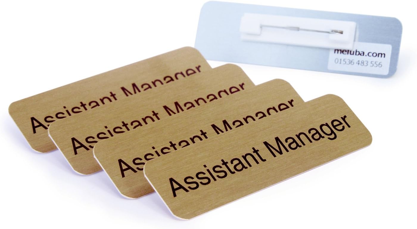 Meluba Badges | Assistant Manager Badge - Brushed Gold Aluminium with ...