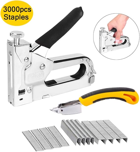 Agrafeuse Murale, Cloueuse 3 en 1 Agrafeuse Bois avec 3000 Agrafes ...