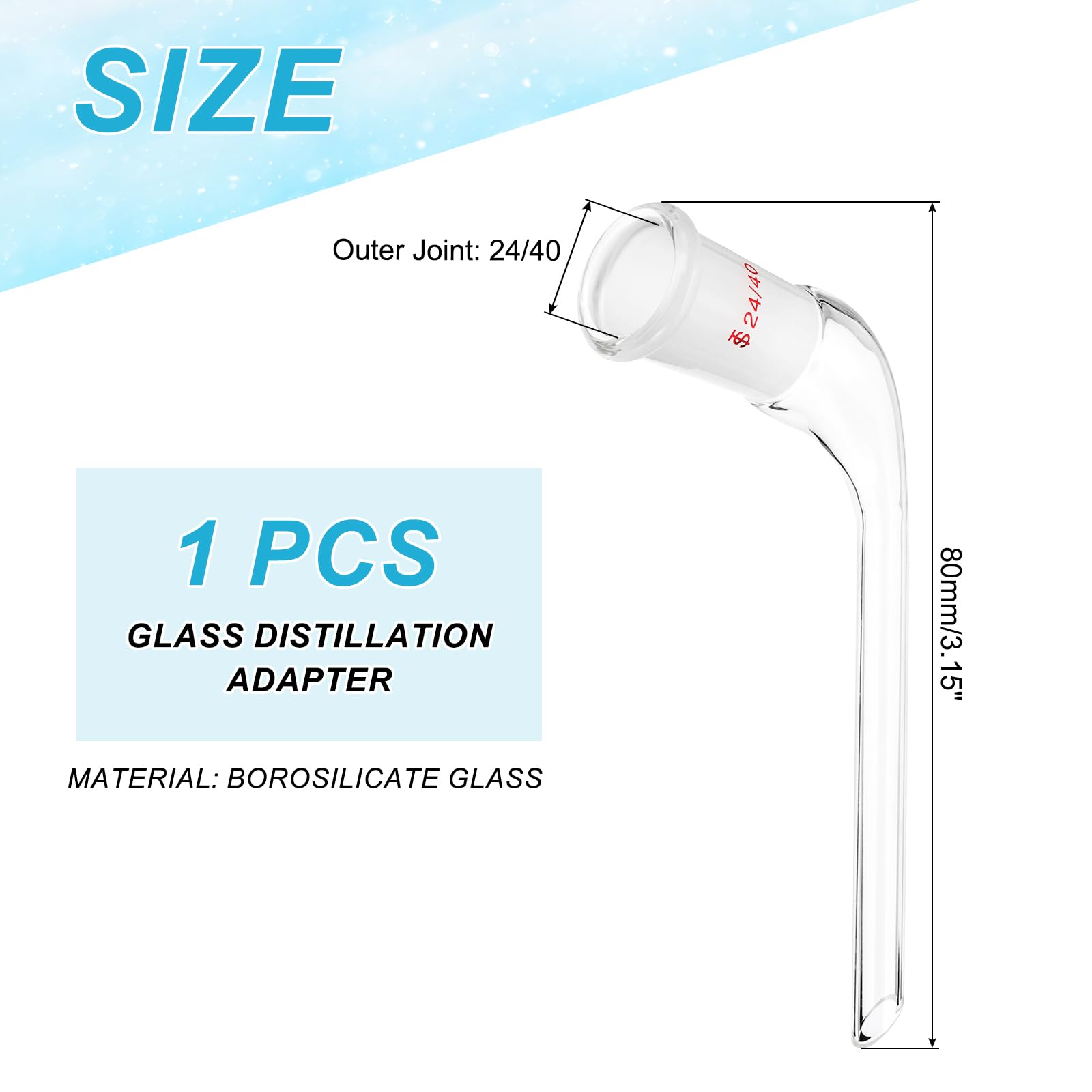 PATIKIL Borosilicate Glass Distillation Adapter, 105 Degree 24/40 Outer ...