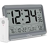 Amazon.com: WallarGe Atomic Clock with Indoor Outdoor Temperature, Self ...