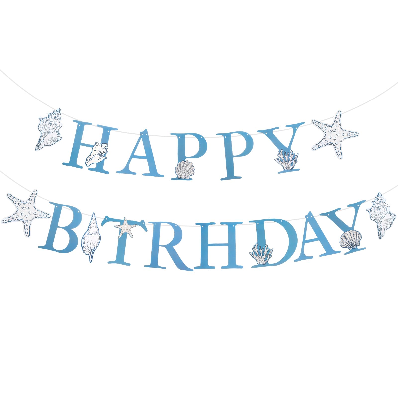 ForraFun Beach Birthday Banner Party Decorations 9.8 ft Blue Bow ...