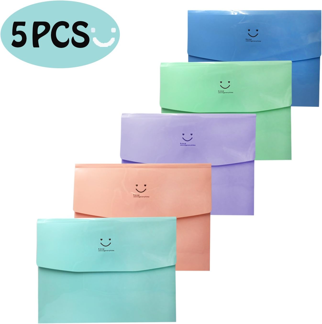 Plastic Wallets Folders - 5 Pcs A4 Files Document Folder Wallet with ...