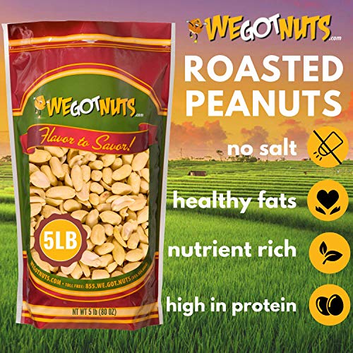 Peanuts Dry Roasted Unsalted, Blanched, 5 Pound Bulk Bag - We Got Nuts, | Pricepulse