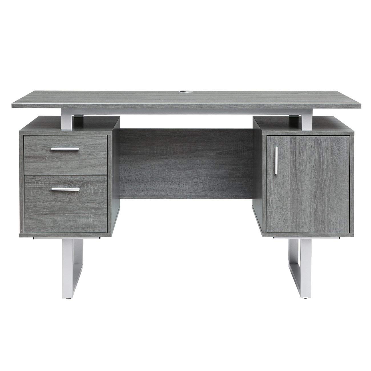 Techni Mobili Modern Office Desk with Storage, Gray