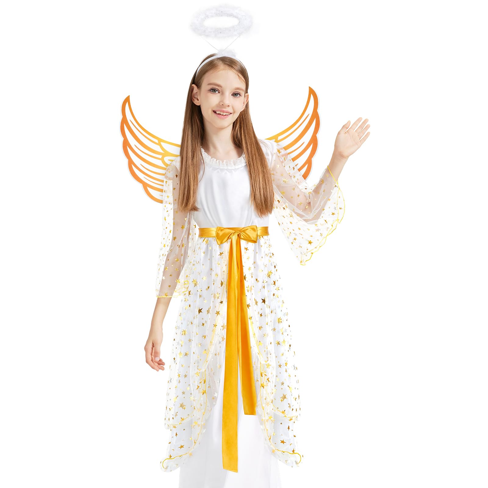 ComfyKit Halloween Angel Costume for Girls,Kids Angel Dress with Wing ...