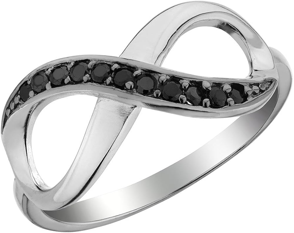 Amazon.com: Infinity Ring with Black Diamond Accent in Sterling Silver ...
