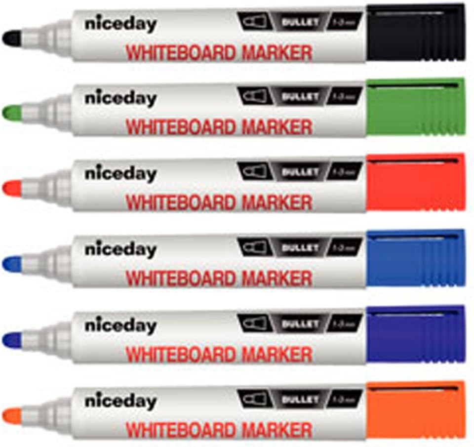 Bullet Tip Whiteboard Markers Assorted Colours - Pack of 6: Amazon.co ...