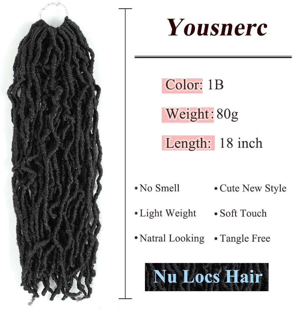 Nu Locs Hair 18 Inch Nu Locs Crochet Hair Natural Black 6 Packs Goddess ...