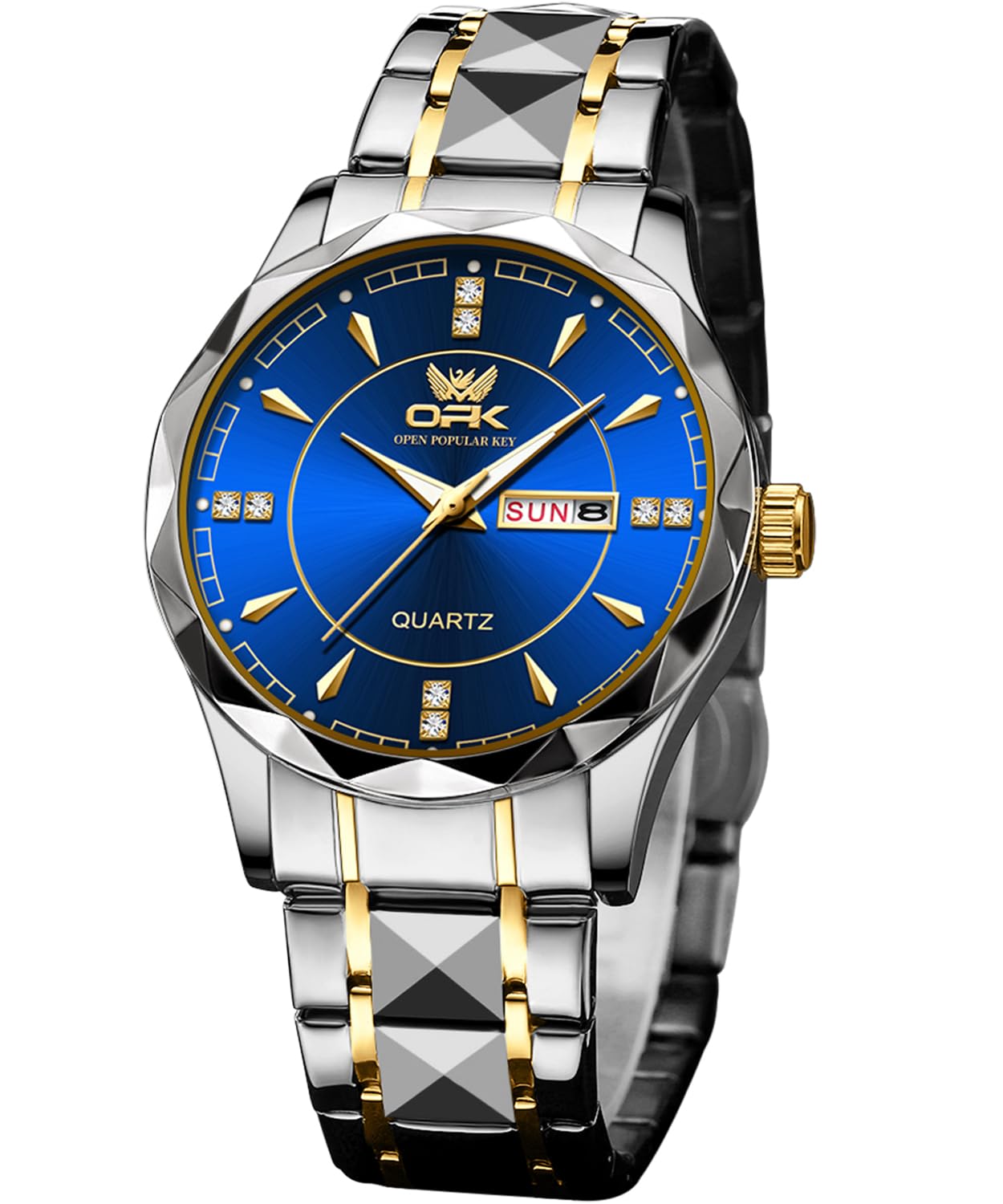 *NO GOLD*OPK Watch for Men Two Tone Analog Quartz Mens Dress Watches ...