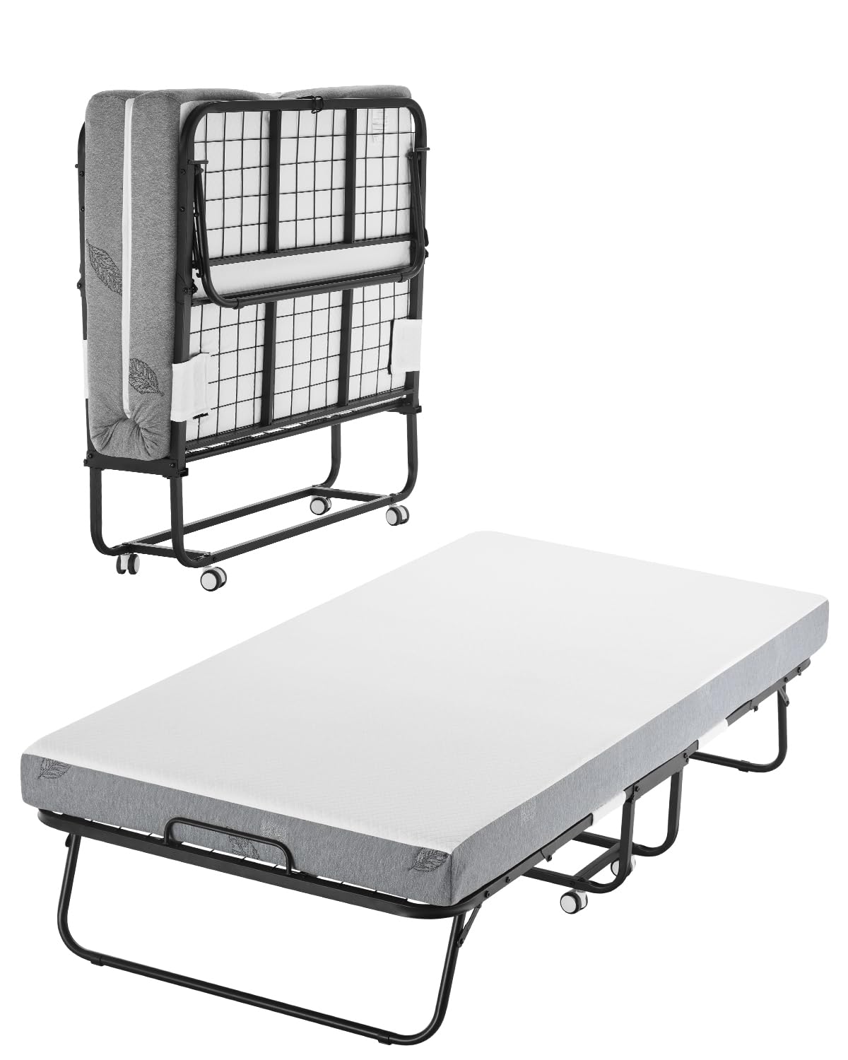VEVOR Rollaway Bed, 38 in x 75 in Folding Bed with 5 in Mattress, Twin ...
