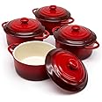 Amazon.com: Kook Ceramic Mini Cocotte Set, Small Casserole Dishes with ...