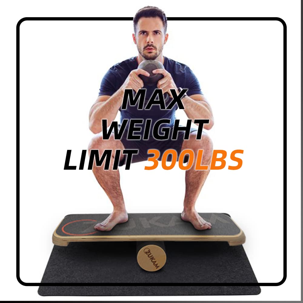 ZUKAM Balance Board Trainer, Wooden Balancing Board With Workout Guide ...