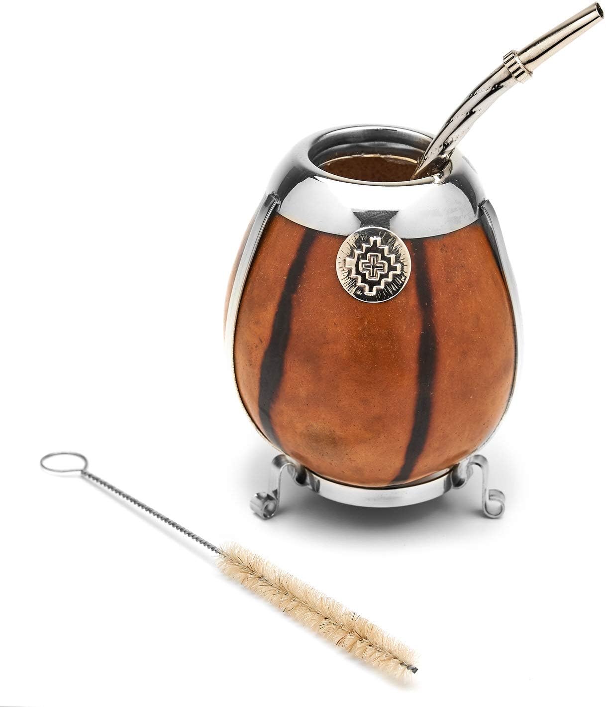 Balibetov [New] Handmade Yerba Mate Gourd Set - German Silver Trim and ...