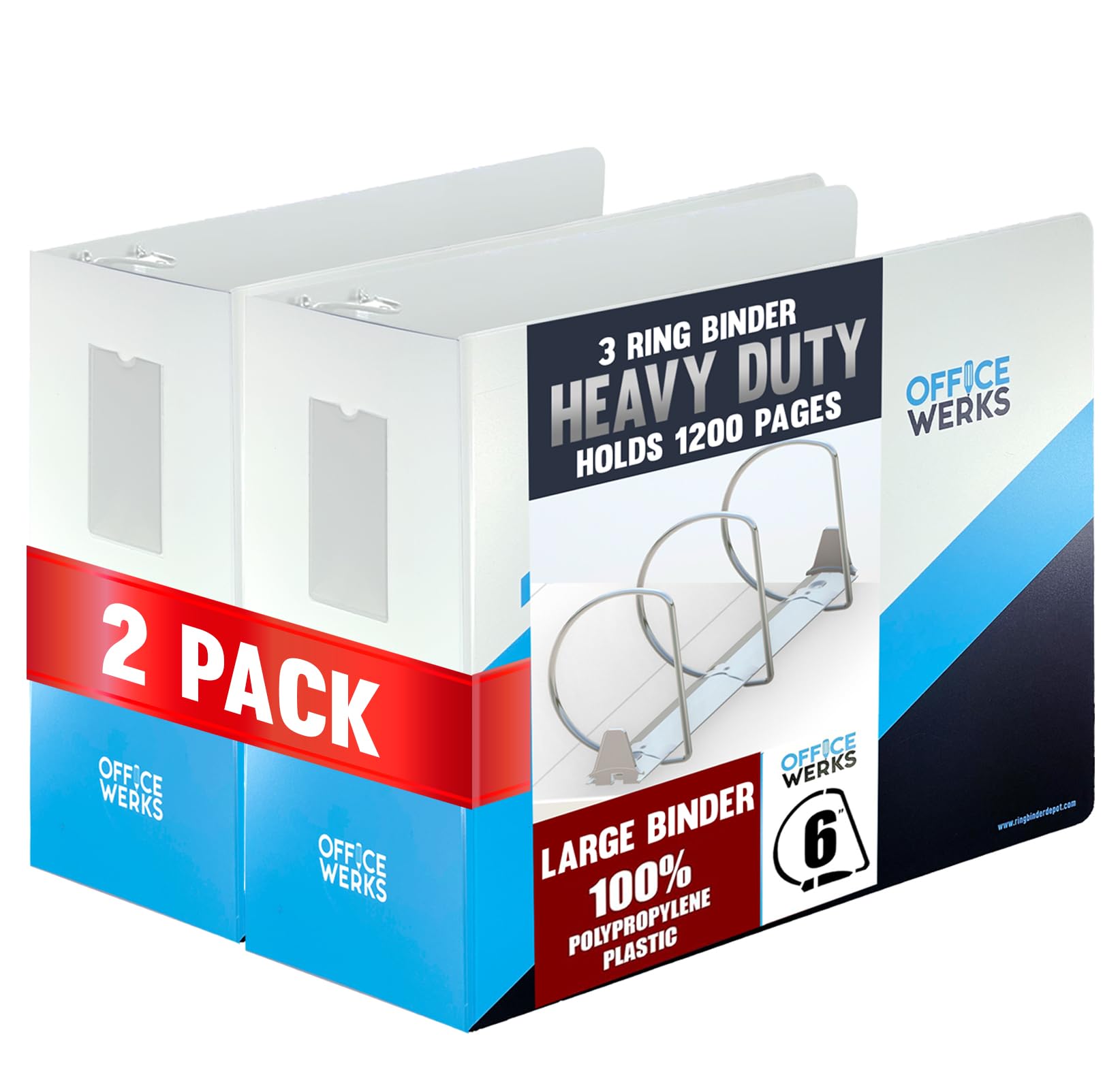 Performore 6 inch Heavy Duty Binder Solid Poly Binder with Spine Label ...