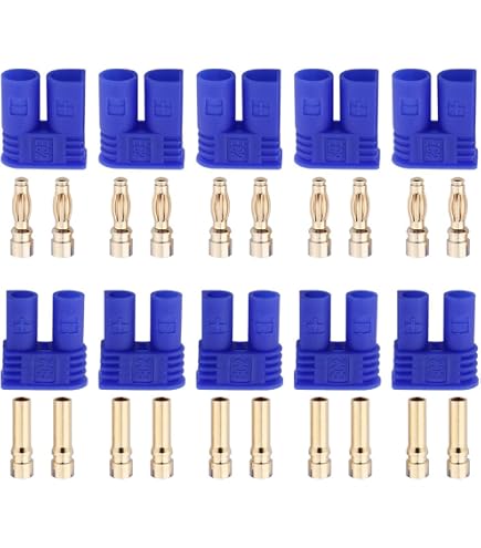 RC ESC Motor Plugs 10 Pairs EC2 Connectors - 2.0mm Gold Bullet Plugs ...