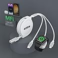 Amazon.com: 3 in 1 Retractable Apple iPhone & Watch Charger Cable, Multi USB Fast Charging Cord ...