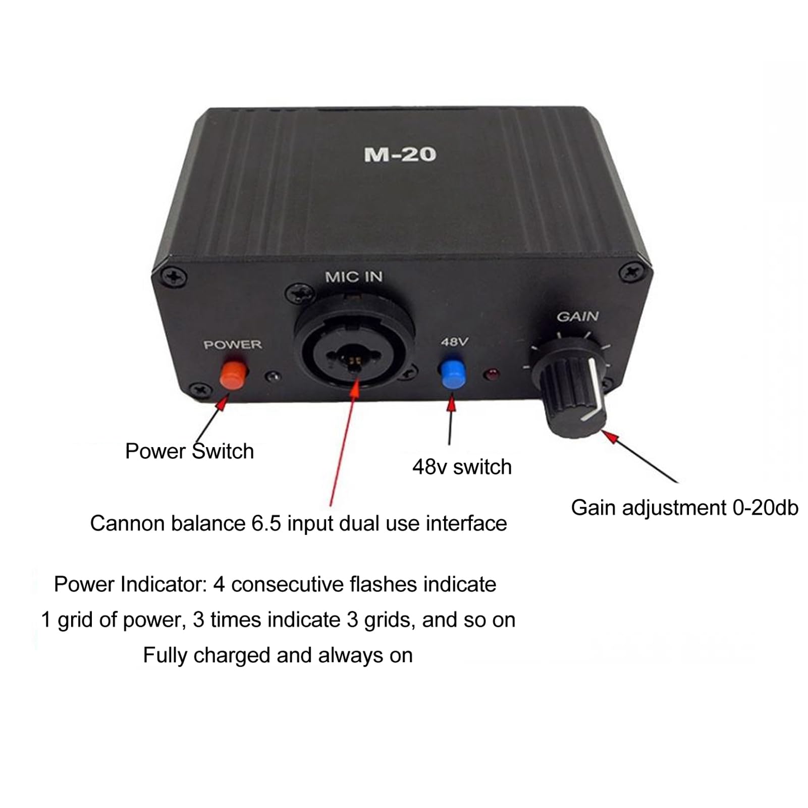Mua Mic Preamp, High Gain 48V Power XLR Output Mic Preamplifier ...