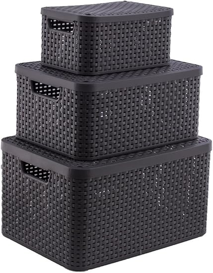 Curver. Aufbewahrungsbox Style Box mit Deckel Kunststoff S M L 3er Pack ...