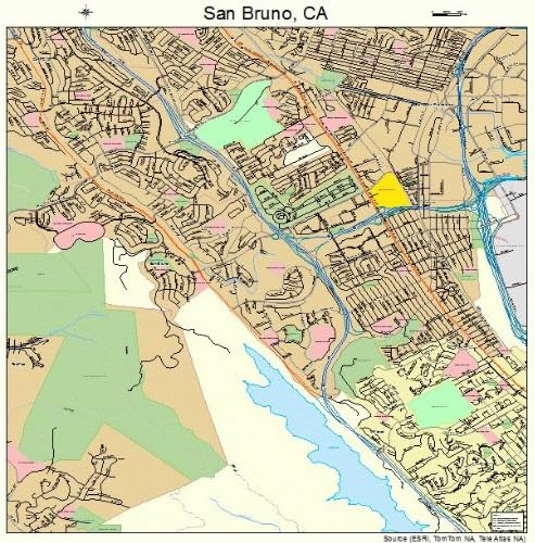 Amazon.com: Large Street & Road Map of San Bruno, California CA ...